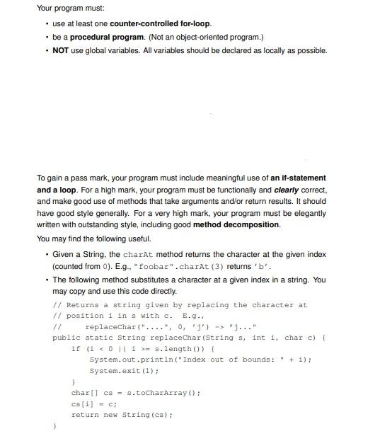 Solved Your program must: - use at least one | Chegg.com