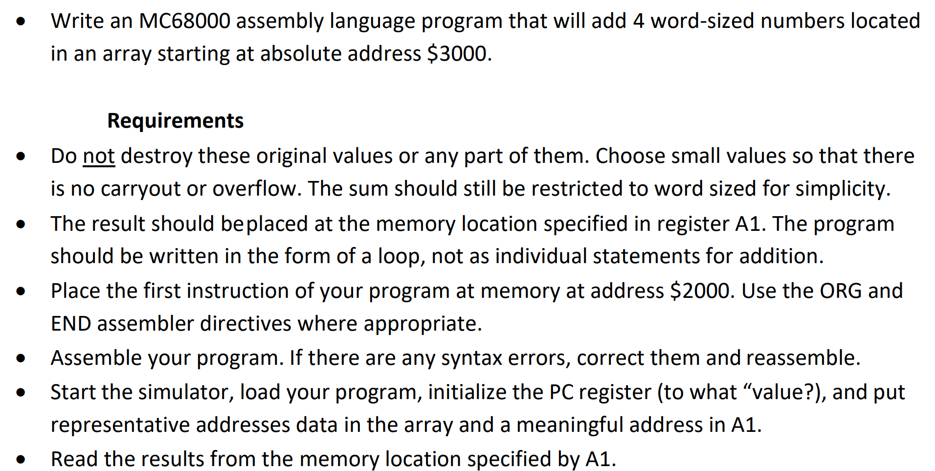 Write An Mc68000 Assembly Language Program That Will