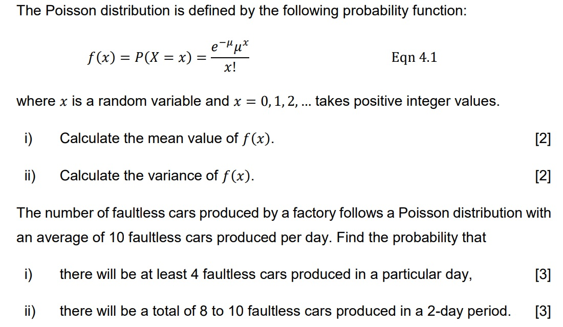 Solved The Poisson distribution is defined by the following | Chegg.com