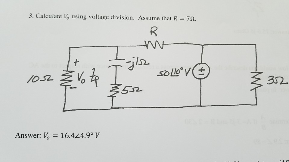 Solved Calculate Vo using voltage division in the given AC | Chegg.com