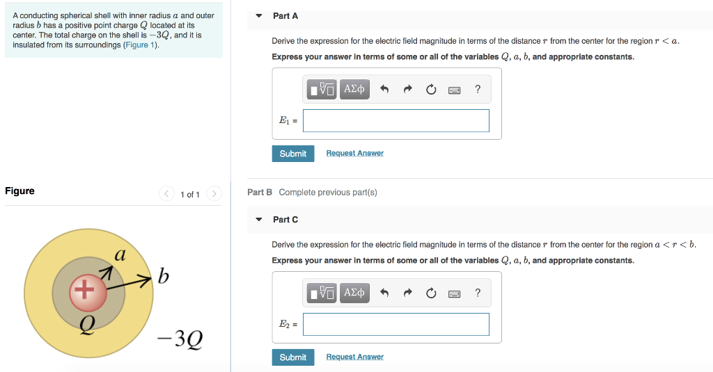 Solved Part A A conducting spherical shell with inner radius | Chegg.com