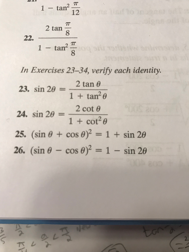 Solved 1 -tarn 12 2 tan 8 22. 1 - tan2 In Exercises 23-34, | Chegg.com