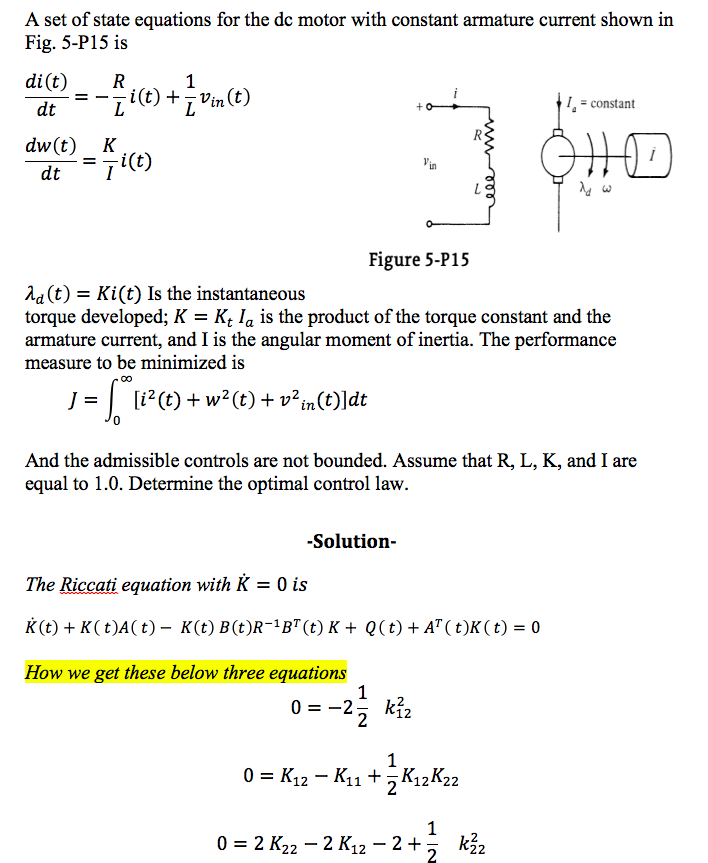 A set of state equations for the dc motor with | Chegg.com