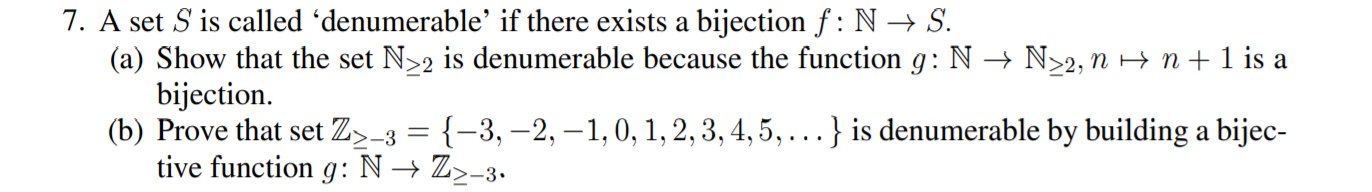 Solved , 7. A set S is called “denumerable’ if there exists | Chegg.com