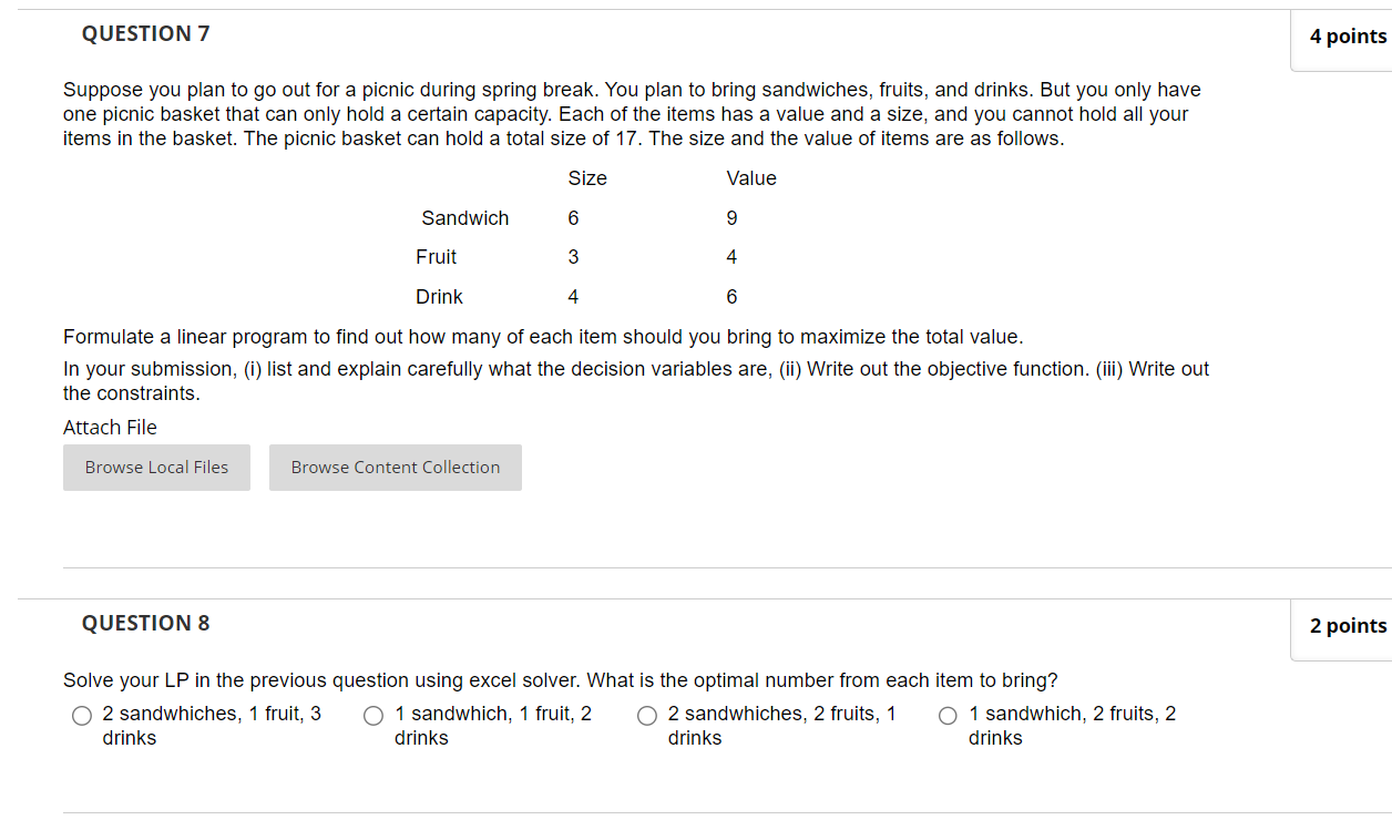 Solved Suppose you plan to go out for a picnic during spring | Chegg.com