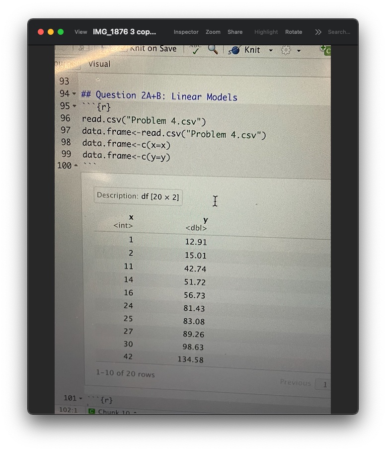 93 94− \#\# Question 2A+B: Linear Models 95− - {r} 96 | Chegg.com