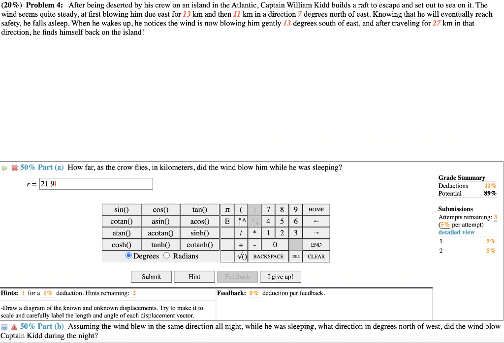 Solved (20\%) Problem 4: After being deserted by his crew on | Chegg.com