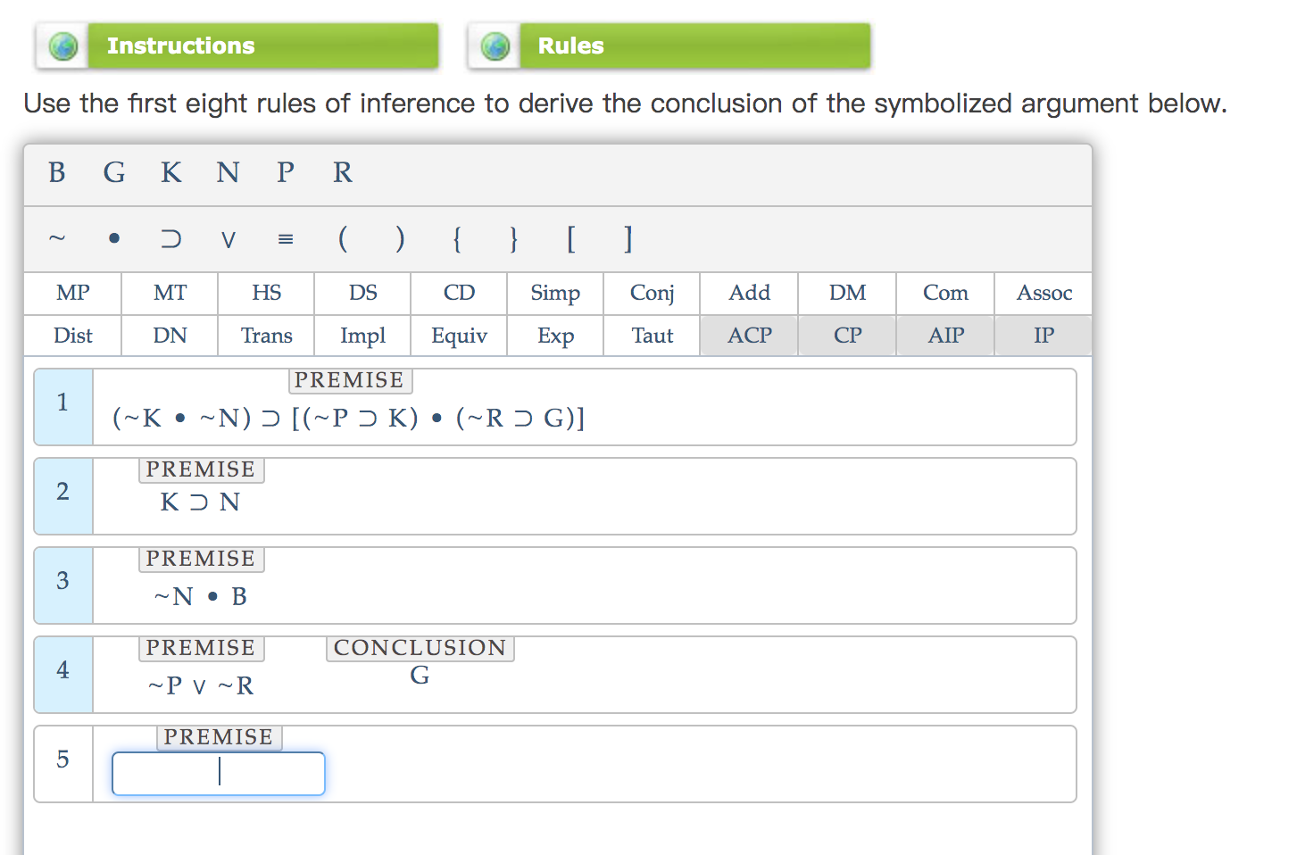 Solved Instructions Rules Use the first eight rules of | Chegg.com