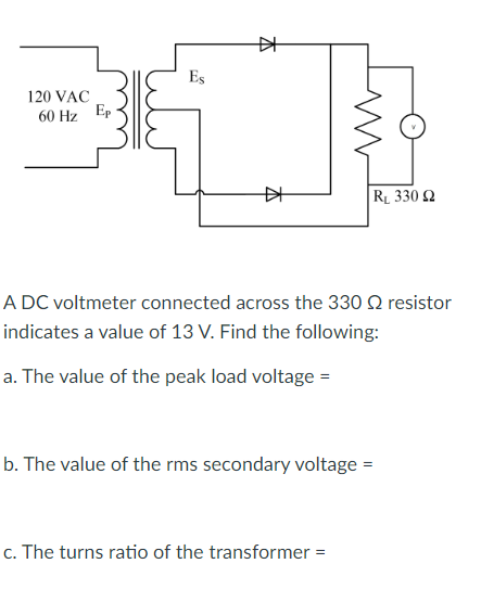 Solved A DC voltmeter connected across the 330Ω | Chegg.com