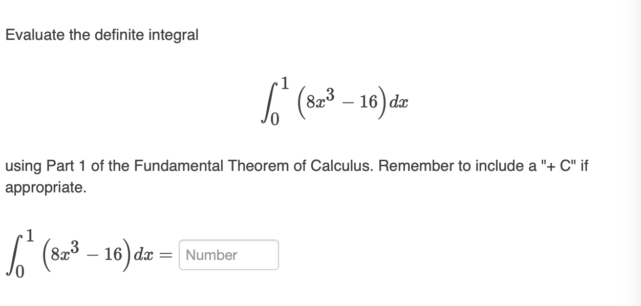 Solved Evaluate the definite integral fo + (823 – 16) de ) | Chegg.com