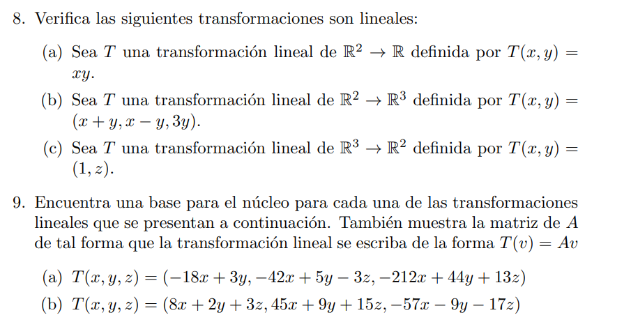 Solved 8. Verifica las siguientes transformaciones son | Chegg.com