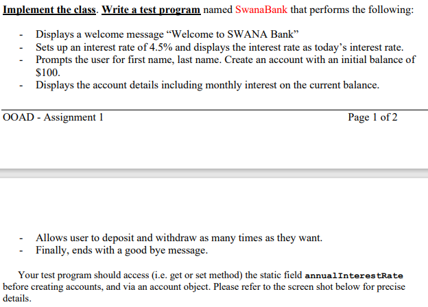 Solved Question Design a class named Account that contains: | Chegg.com