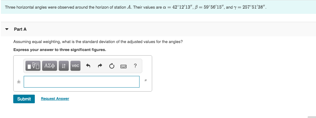 Solved Three horizontal angles were observed around the | Chegg.com