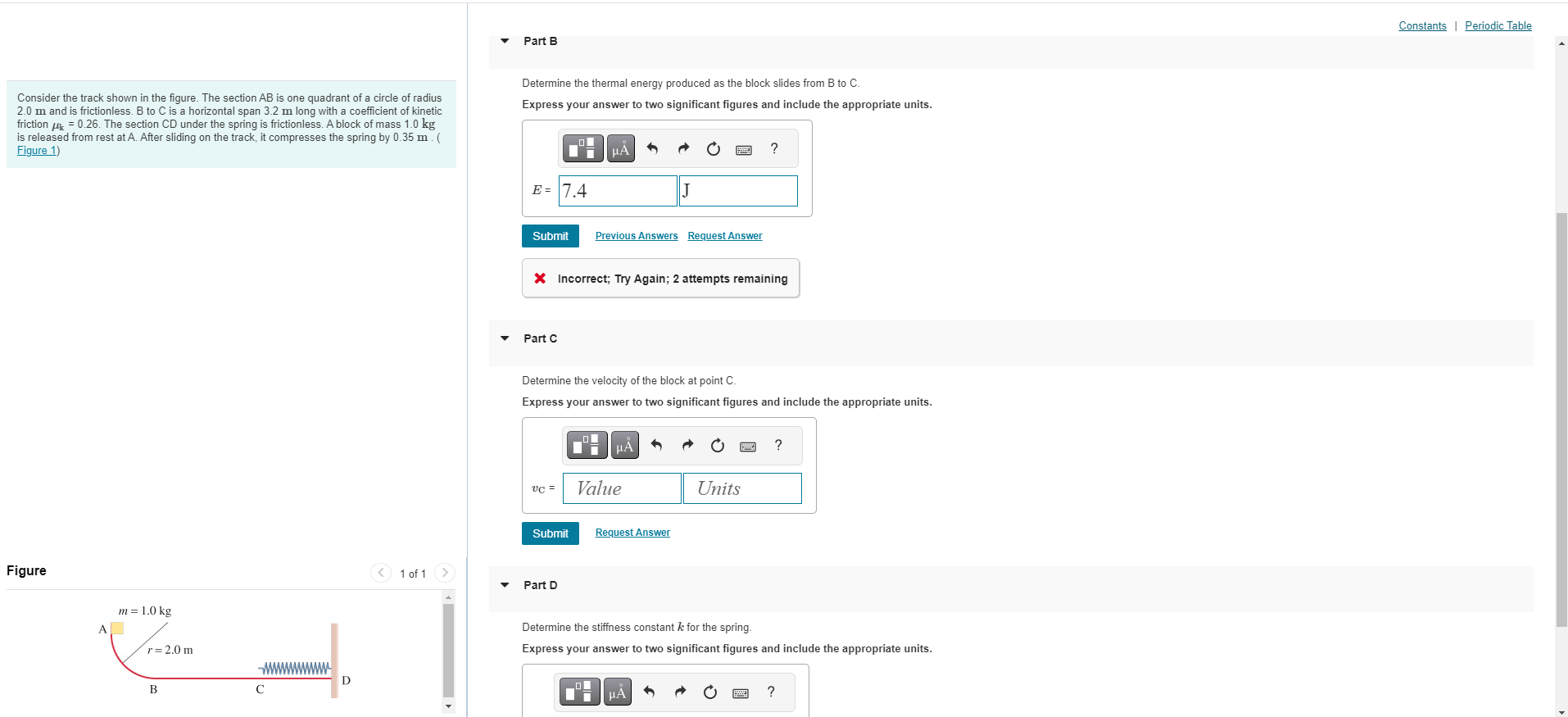 Solved Determine the thermal energy produced as the block | Chegg.com