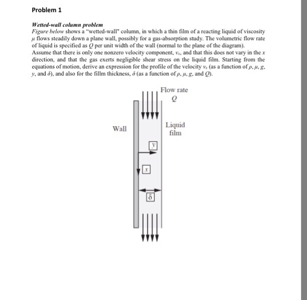 Solved Wetted-wall column problem Figure below shows a | Chegg.com