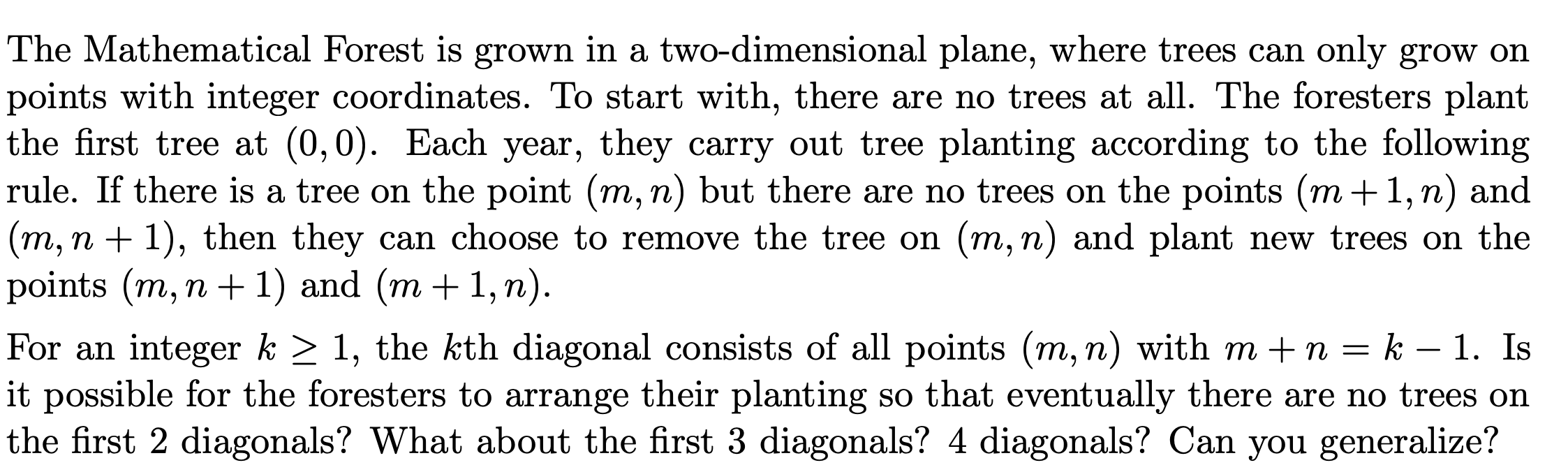 Solved The Mathematical Forest is grown in a two-dimensional | Chegg.com