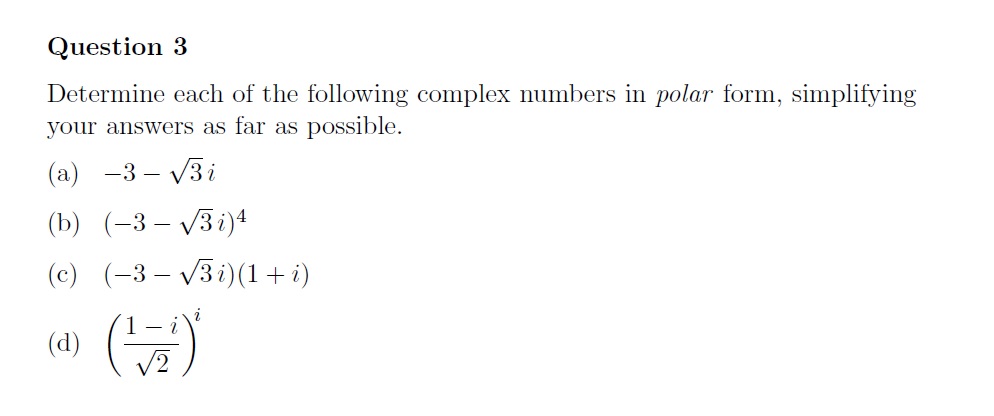 Solved Determine each of the following complex numbers in | Chegg.com