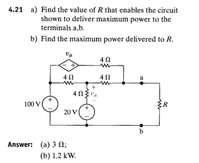 Solved a) Find the value of R that enables the circuit shown | Chegg.com