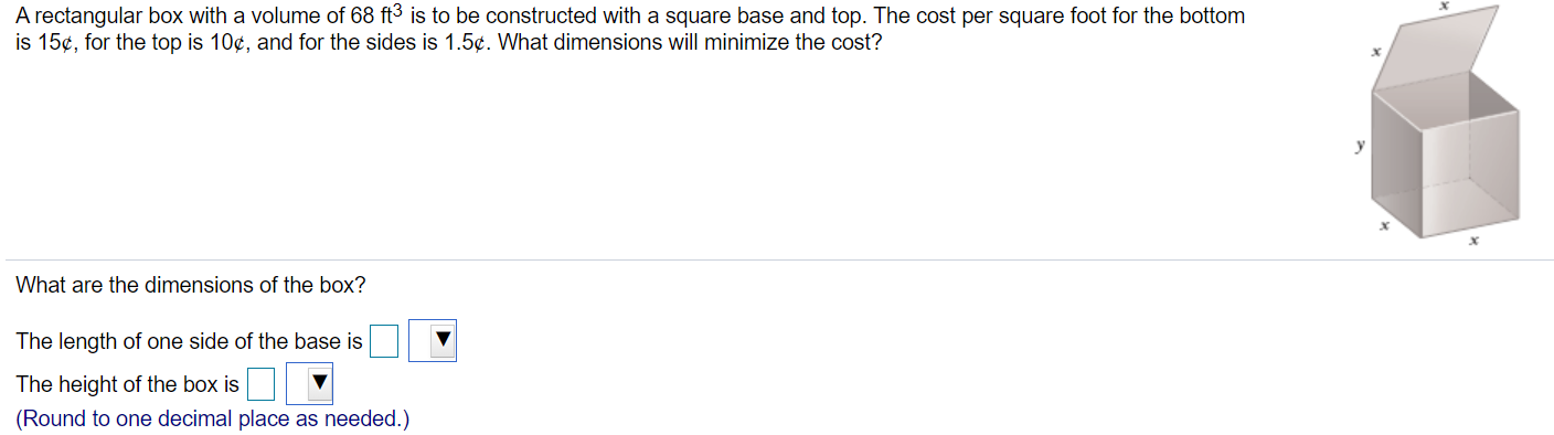 Solved A rectangular box with a volume of 68 ft3 is to | Chegg.com