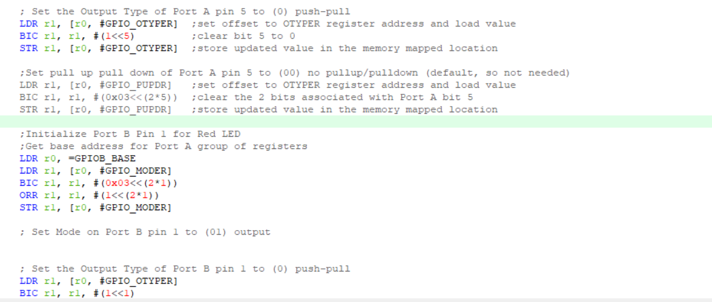 Solved STR r1,[r0, \#GPIO_OTYPER] ; Initialize Port C Pin 13 | Chegg.com