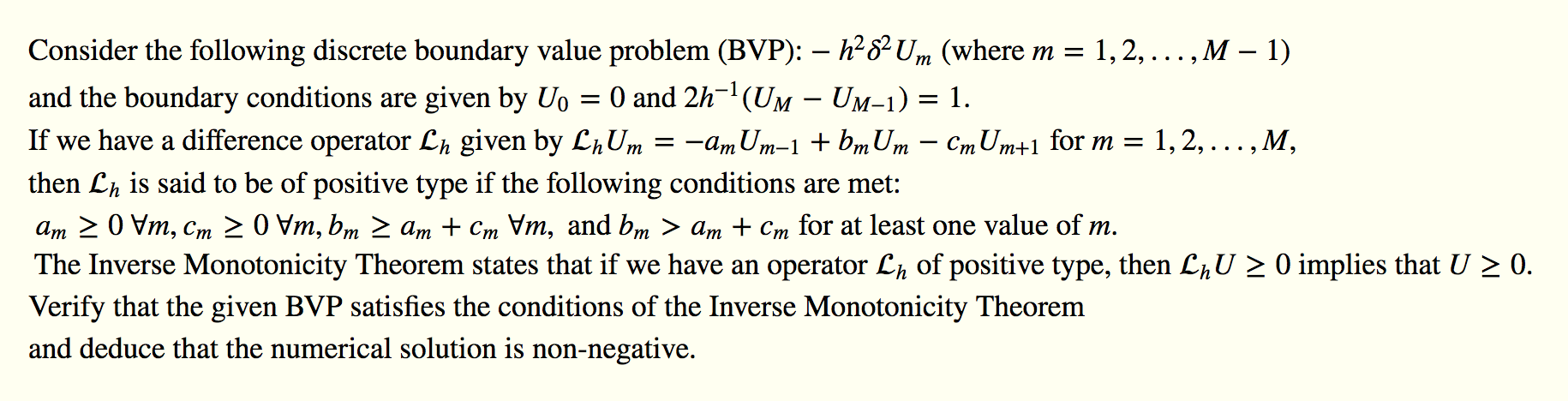 т M Consider The Following Discrete Boundary Value