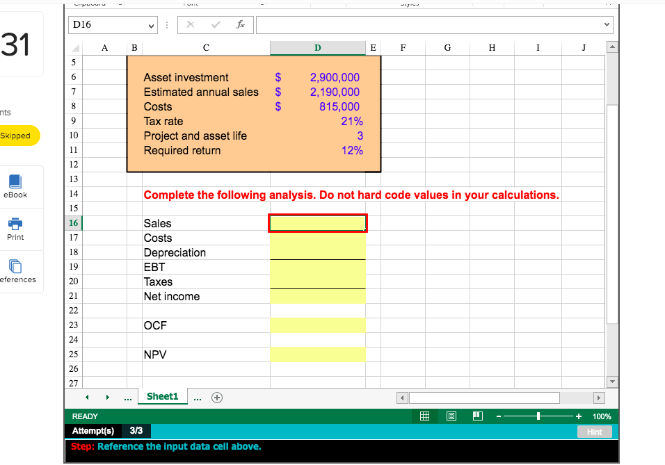 Solved ? X 31 Calculating NPV - Excel FORMULAS DATA REVIEW - | Chegg.com