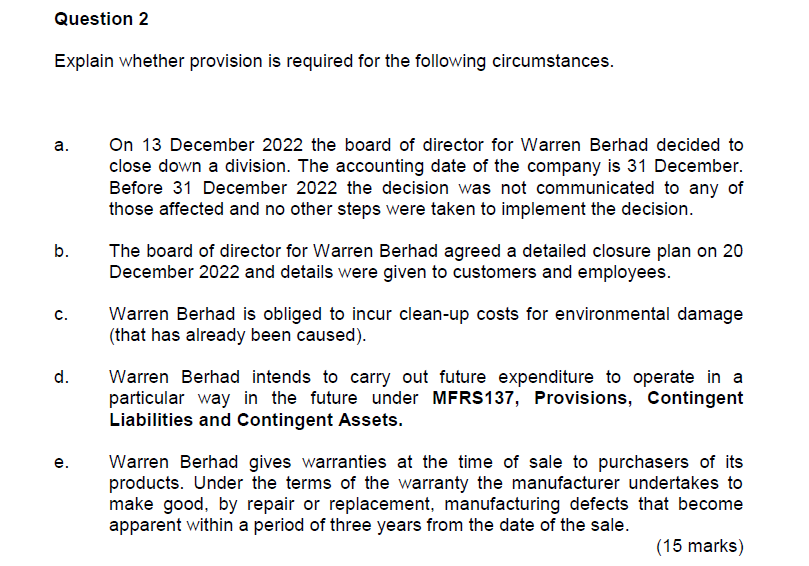 Solved Explain whether provision is required for the | Chegg.com