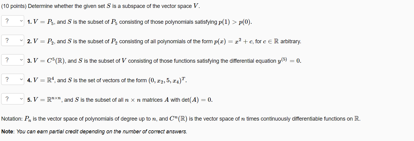 Solved (10 points) Determine whether the given set S is a | Chegg.com