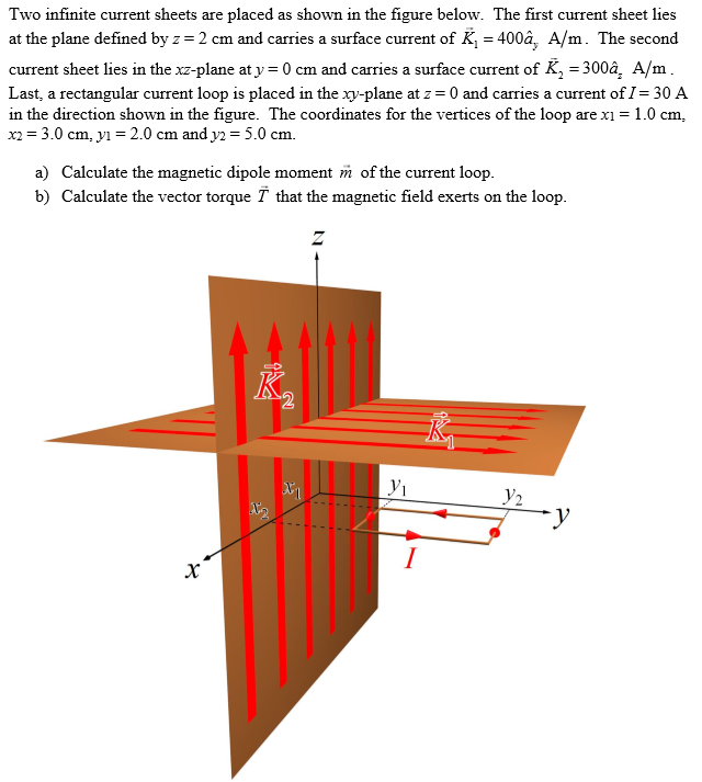 Solved Two infinite current sheets are placed as shown in | Chegg.com