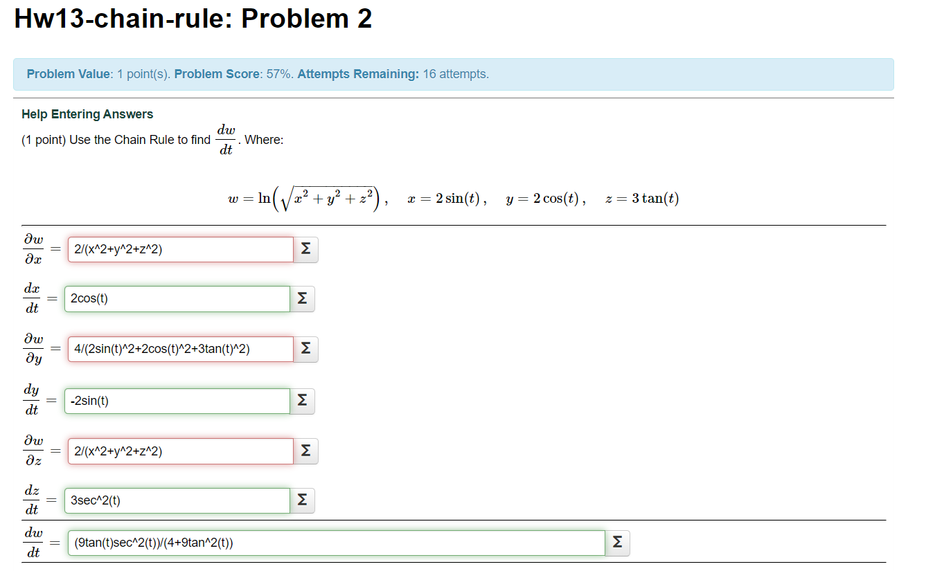 Solved Hw13 Chain Rule Problem 2 Problem Value 1 Points 9661