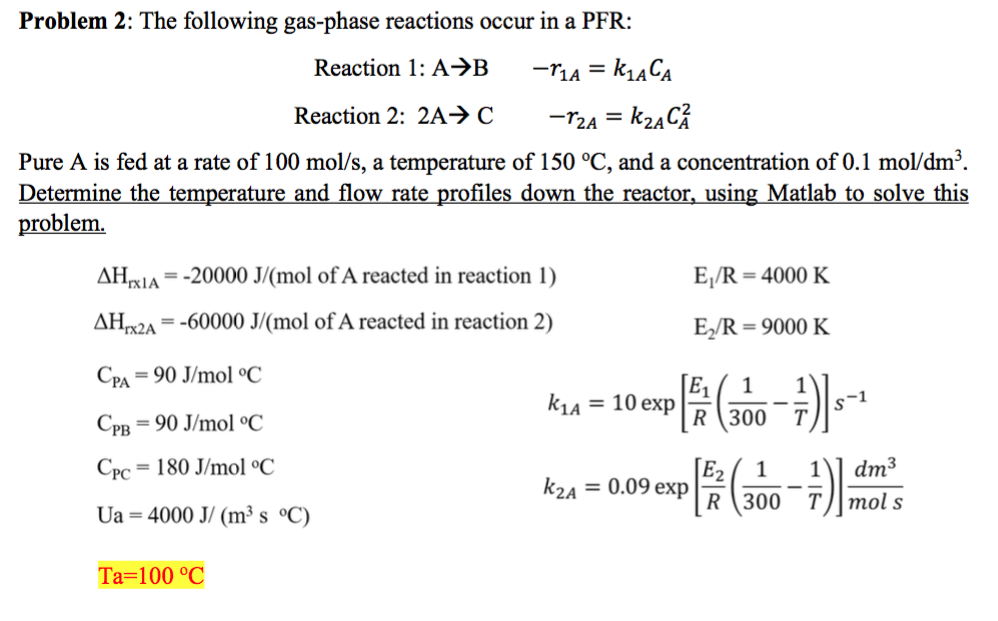 Problem 2: The following gas-phase reactions occur in | Chegg.com