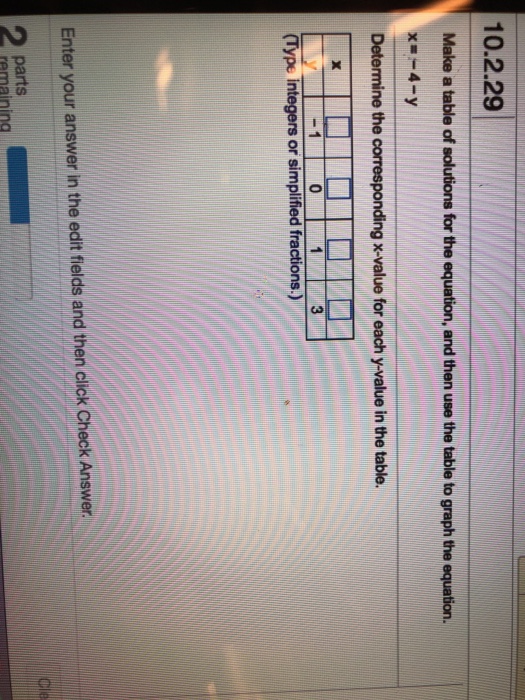 Solved 10.2.29 Make a table of solutions for the equation, | Chegg.com