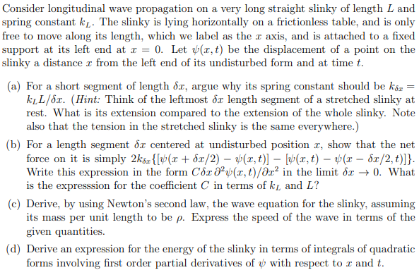 Consider longitudinal spring constant k1. The slinky | Chegg.com