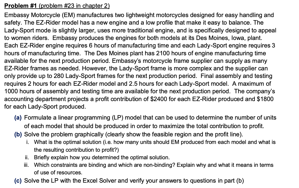 Solved Problem #1 (problem #23 ﻿in chapter 2)Embassy | Chegg.com