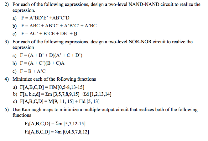 Solved 2) For each of the following expressions, design a | Chegg.com