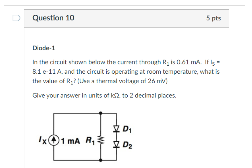 Solved In the circuit shown below the current through R1 is | Chegg.com