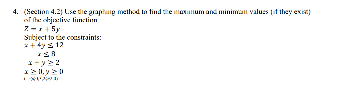 Solved 4. (Section 4.2) Use the graphing method to find the | Chegg.com