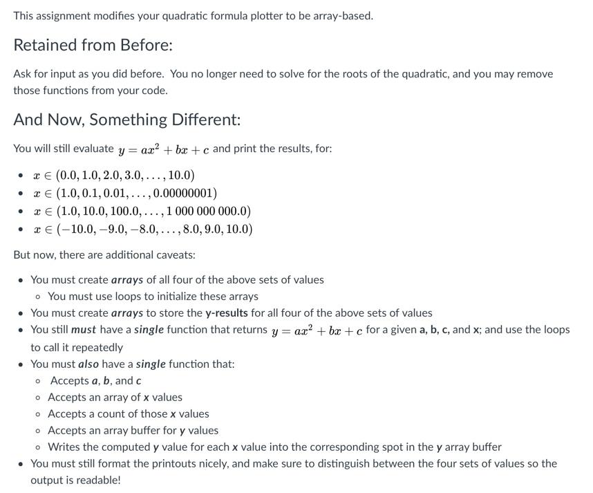 Solved This assignment modifies your quadratic formula | Chegg.com