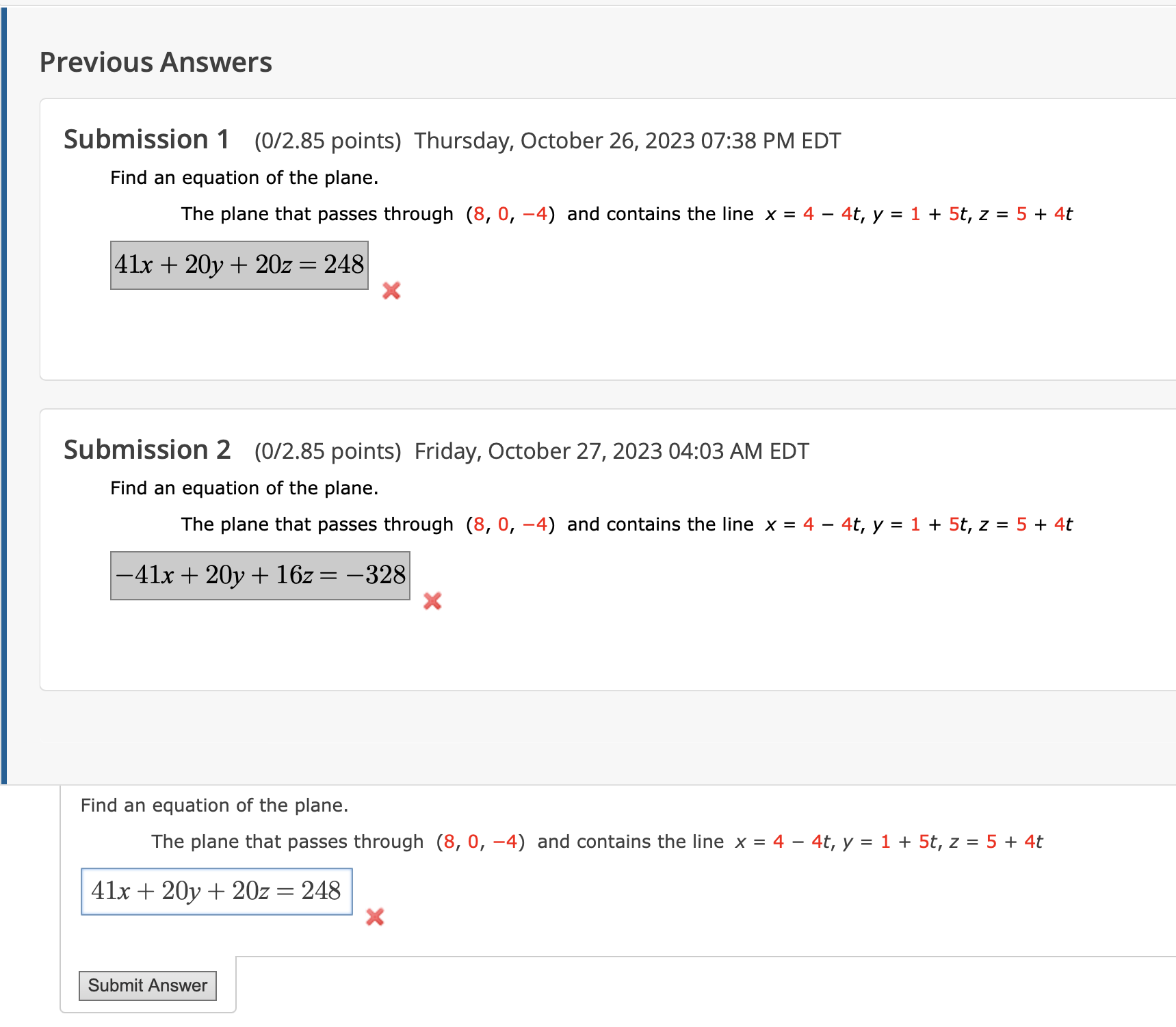 Solved Previous AnswersSubmission 1 (0/2.85 ﻿points) | Chegg.com