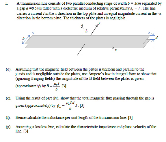 1. A transmission line consists of two parallel | Chegg.com