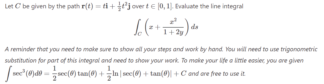 Solved Let C be given by the path r(t)=ti+21t2j over | Chegg.com