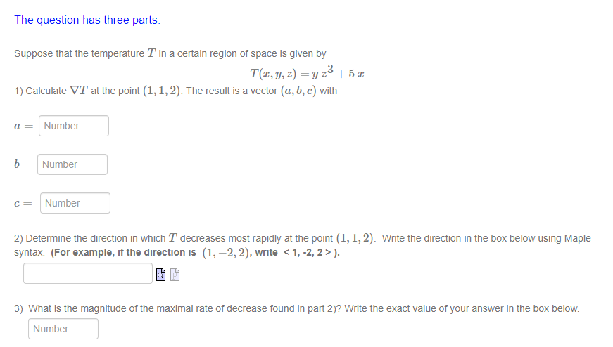 Solved The question has three parts. Suppose that the | Chegg.com