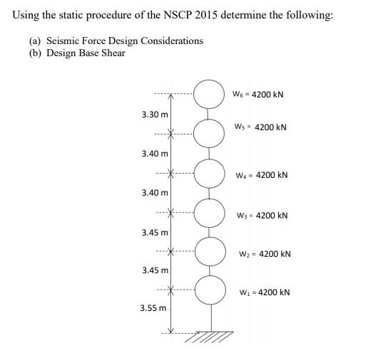 Solved Using the static procedure of the NSCP 2015 determine | Chegg.com