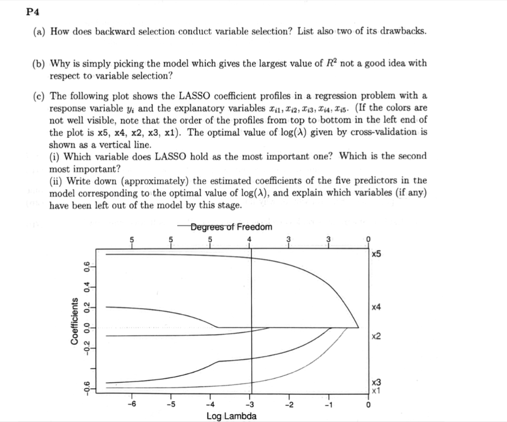 Solved (a) How does backward selection conduct variable | Chegg.com