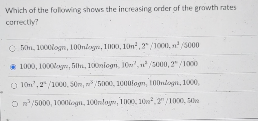 Solved Which of the following shows the increasing order of | Chegg.com