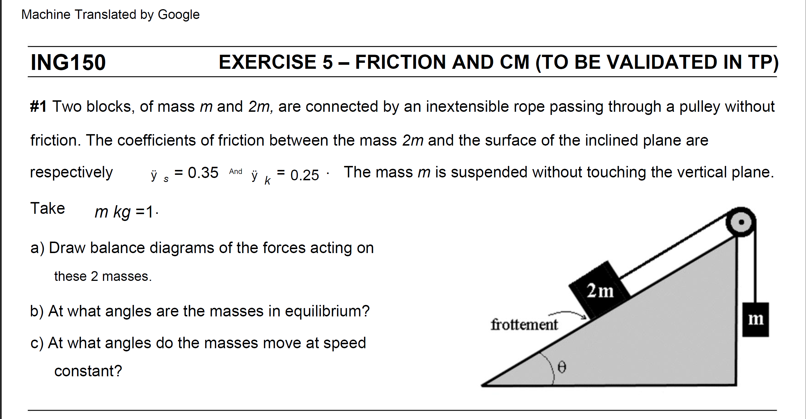 Solved Machine Translated by Google ING150 EXERCISE 5 - | Chegg.com