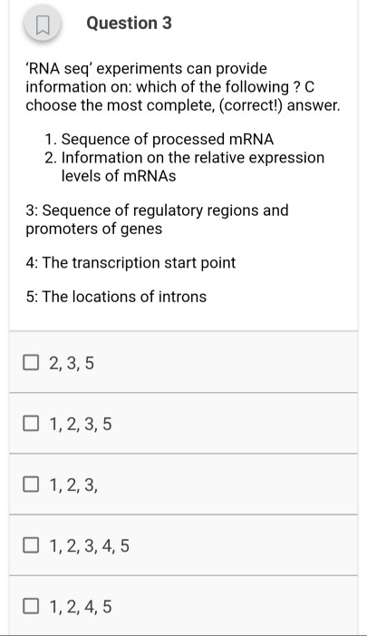 Solved Question 3 'RNA seq' experiments can provide | Chegg.com