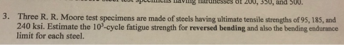Solved 3. Three R. R. Moore test specimens are made of | Chegg.com