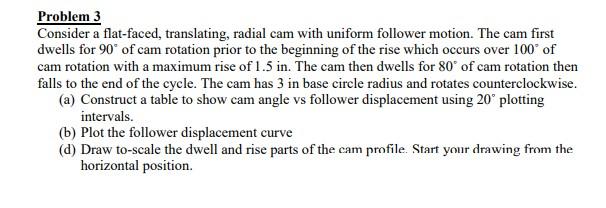 Solved Consider a flat-faced, translating, radial cam with | Chegg.com