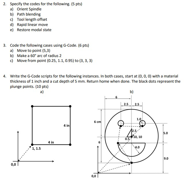 Solved 4. Write the G-Code scripts for the following | Chegg.com